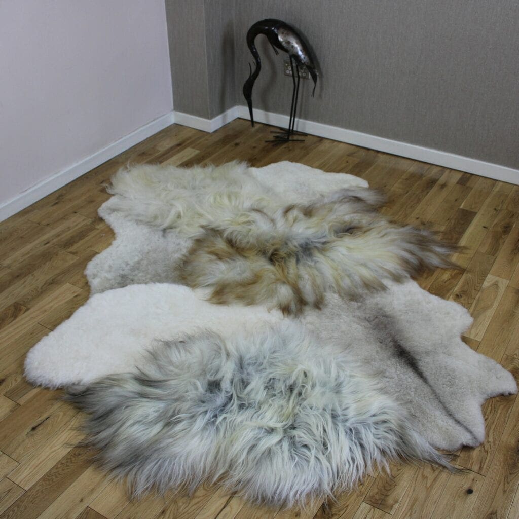 Icelandic Sheepskin Rug 4 Skin Natural Shorn - Hide Rugs