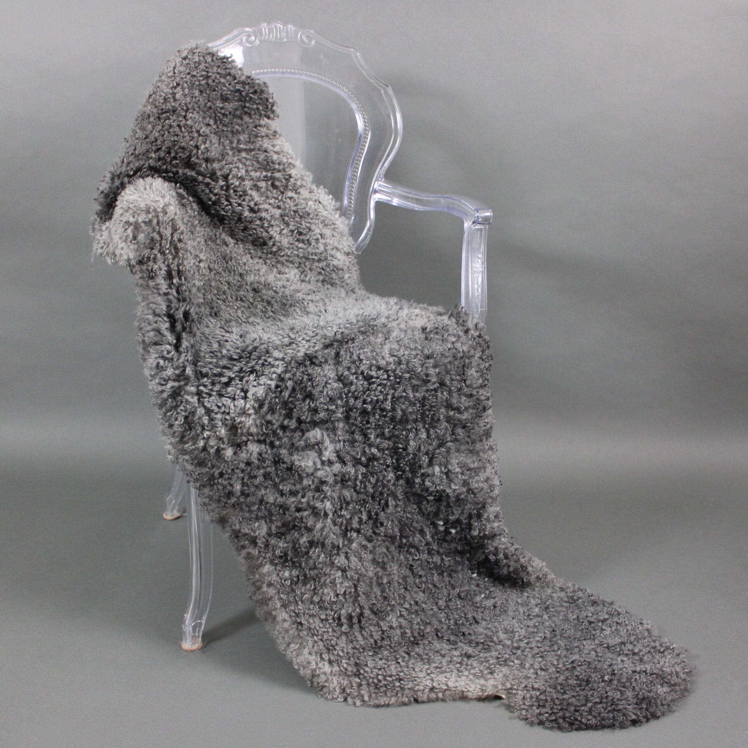 Gotland Double Sheepskin Rug in Natural Grey - Curly Fleece