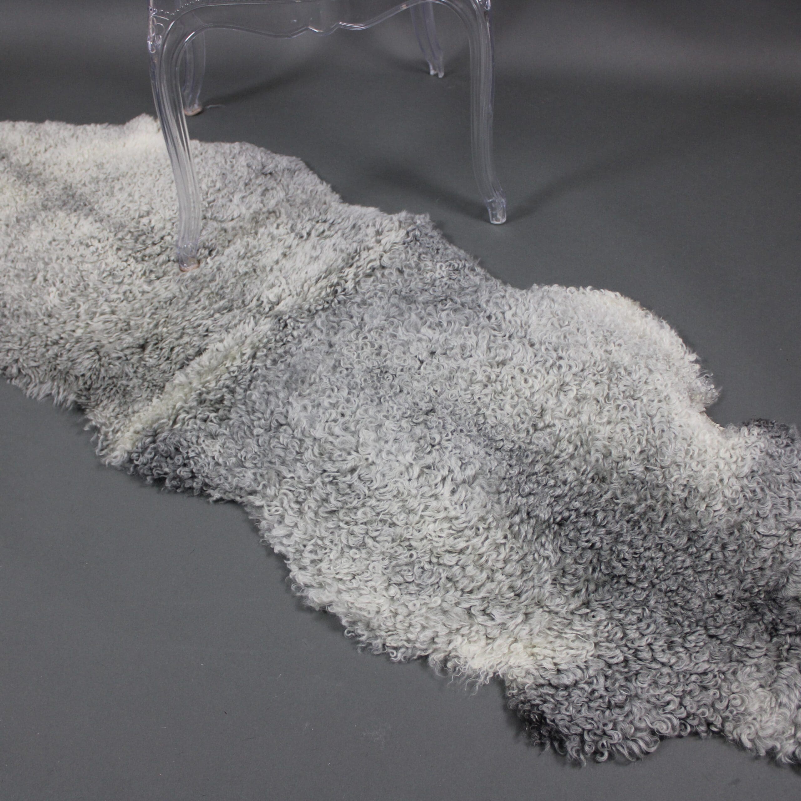 Gotland Double Sheepskin Rug in Natural Grey - Curly Fleece