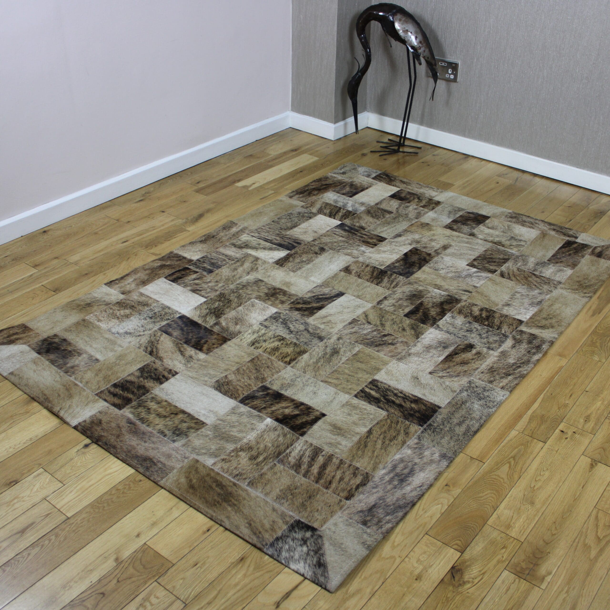 Patchwork Brick Brindle Cowhide Rug - Hide Rugs